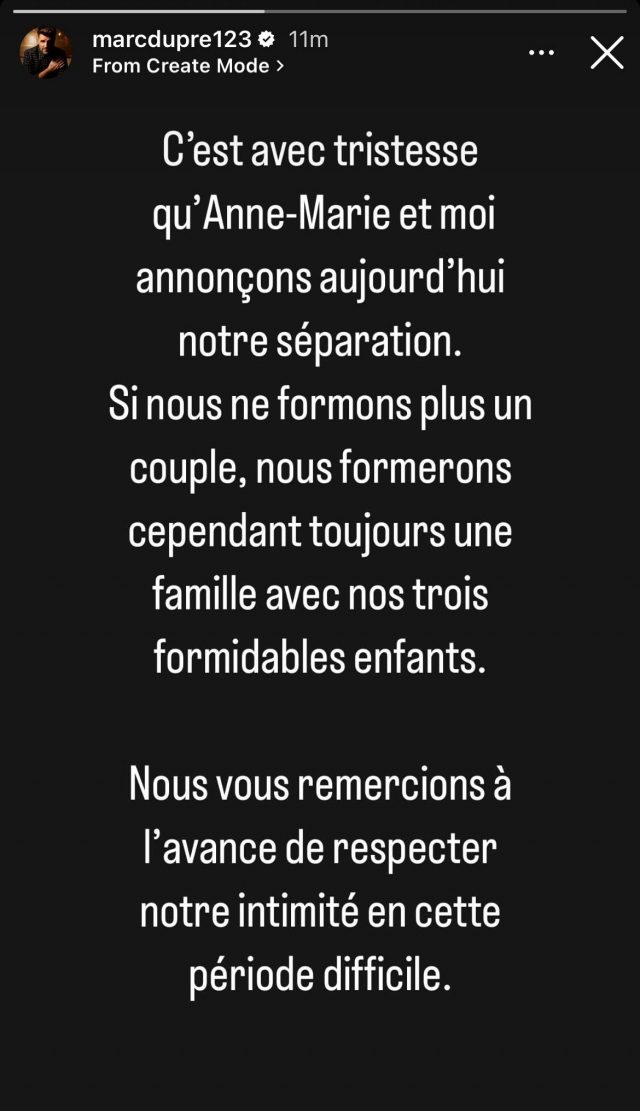 Marc Dupré brise le silence et confirme sa séparation avec Anne-Marie Angélil - Vedette Québec