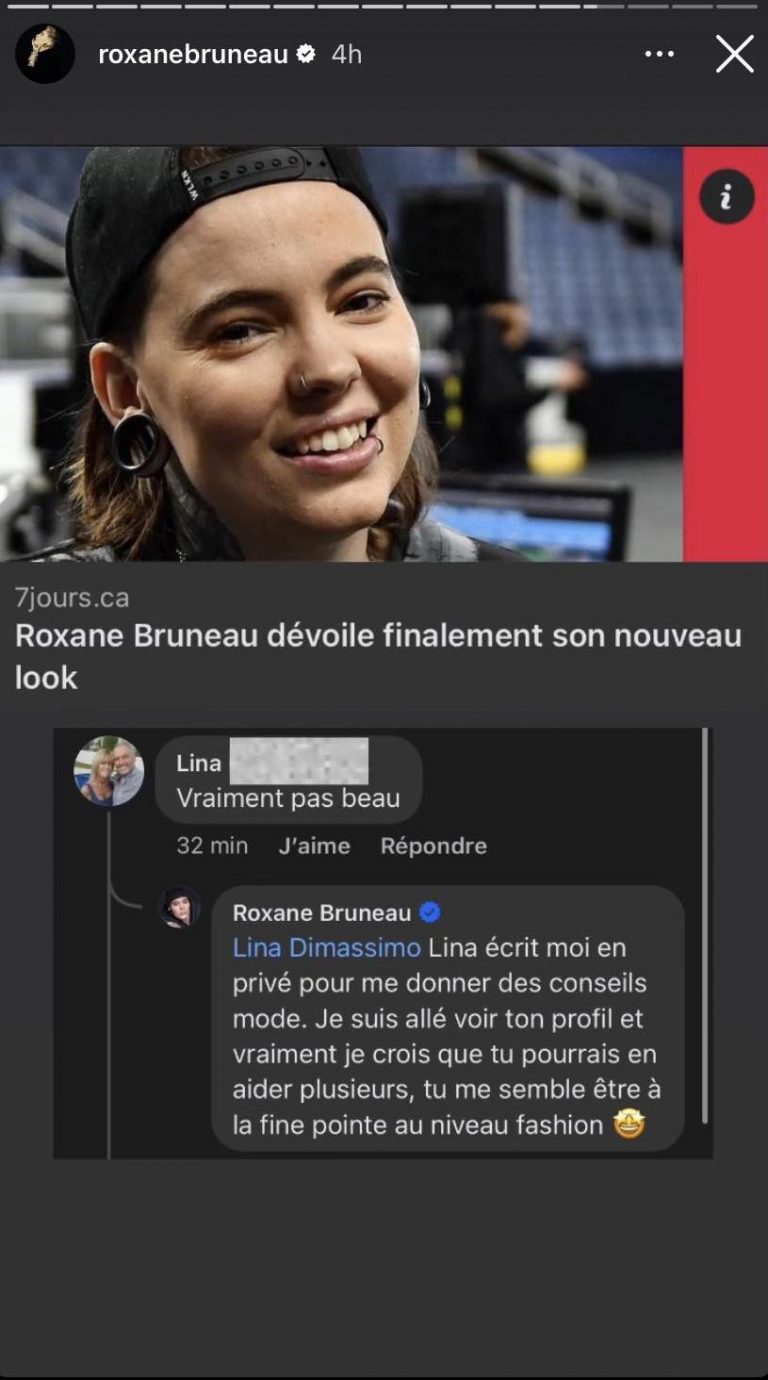 La coach Roxane Bruneau sort et répond directement à un commentaire ...