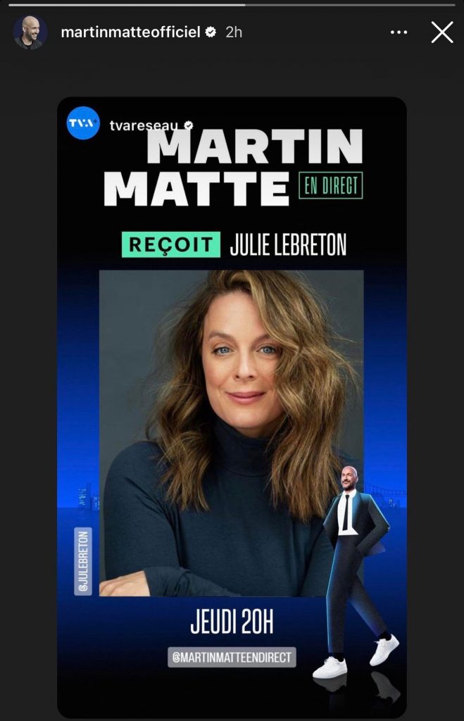 Martin Matte annonce l'invitée de jeudi à son émission et plusieurs ...