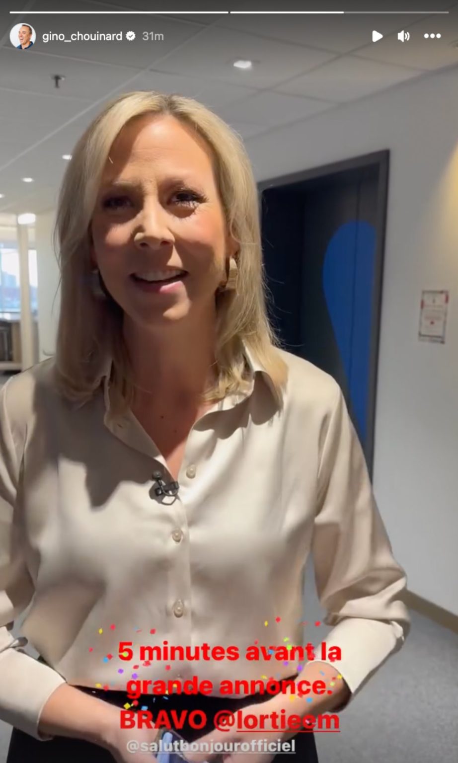 Gino Chouinard montre la réaction d'Ève-Marie Lortie tout juste avant l ...