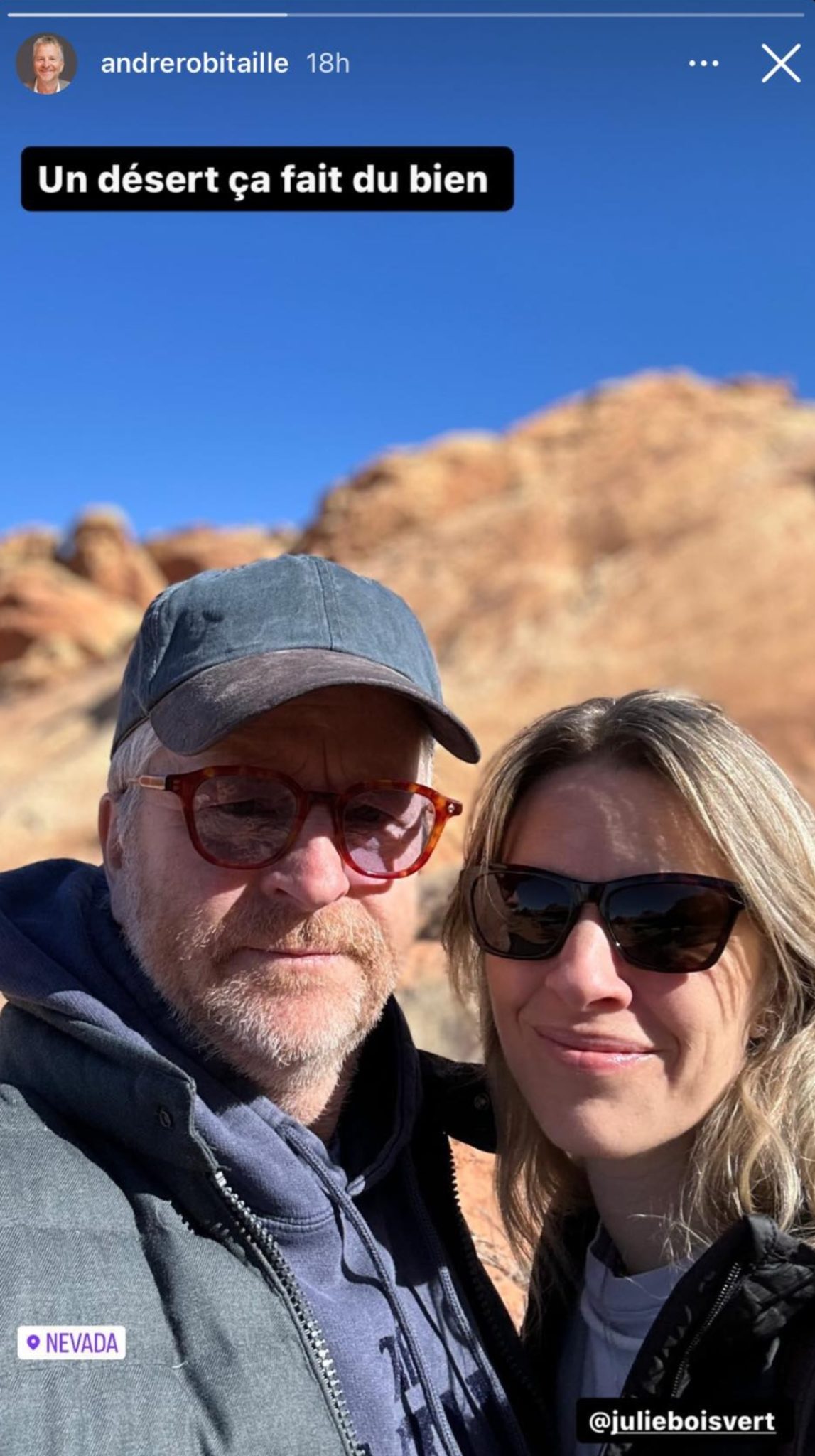 André Robitaille partage une rare photo avec sa blonde lors de leur voyage loin du Québec ...