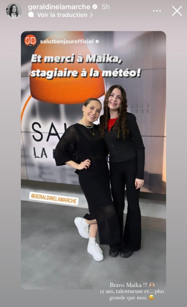 Géraldine Lamarche partage une photo avec une jeune invitée à Salut ...