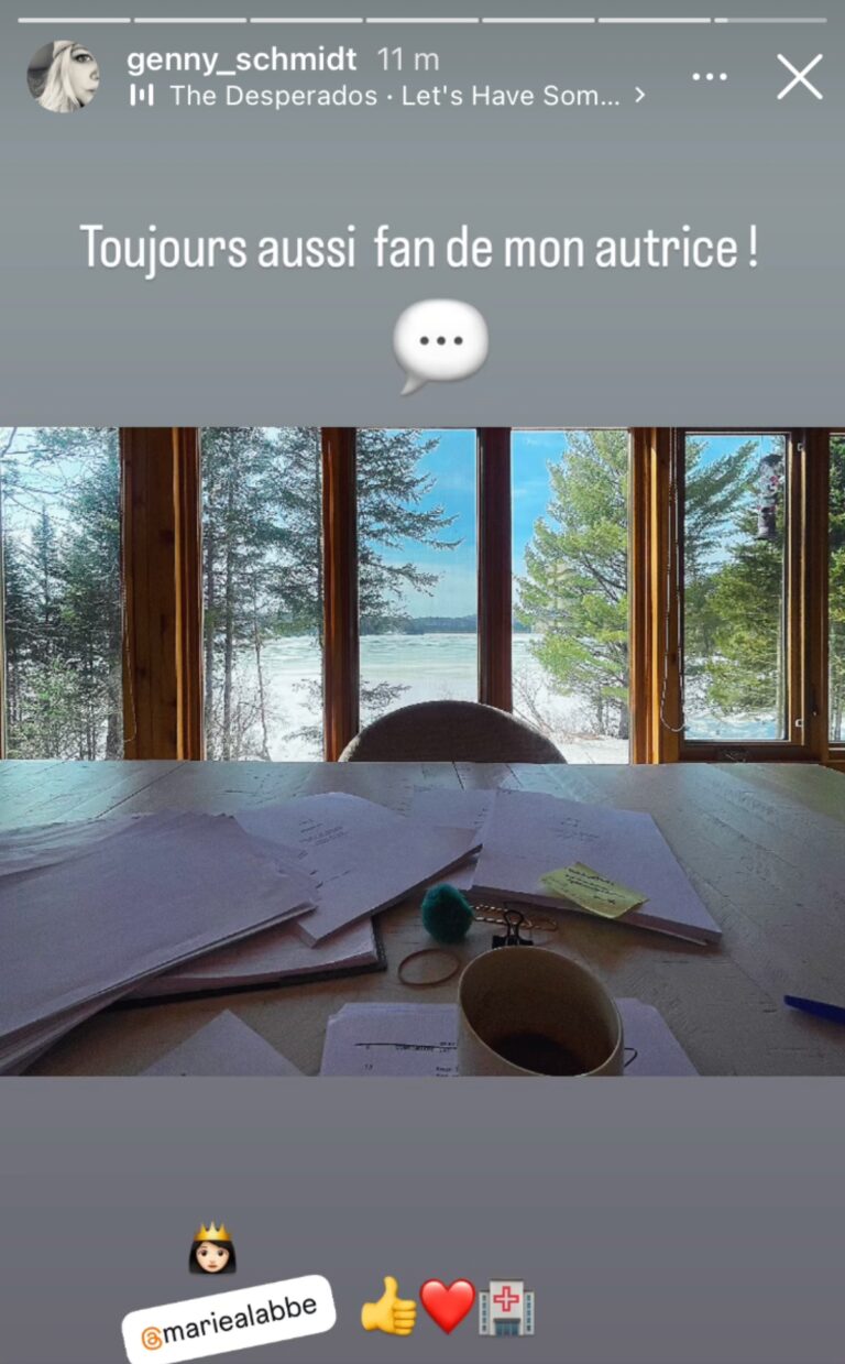 Geneviève Schmidt de STAT envoie un message à son autrice Marie-Andrée ...