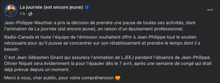 On connaît enfin la raison de l'arrêt forcé de Jean-Philippe Wauthier - Vedette Québec