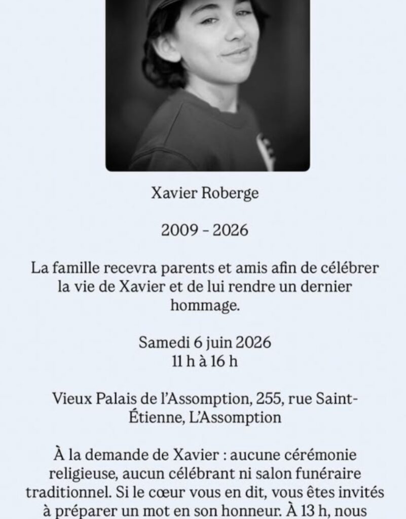 Jonathan Roberge sort et partage l'avis de décès de son fils - Vedette ...
